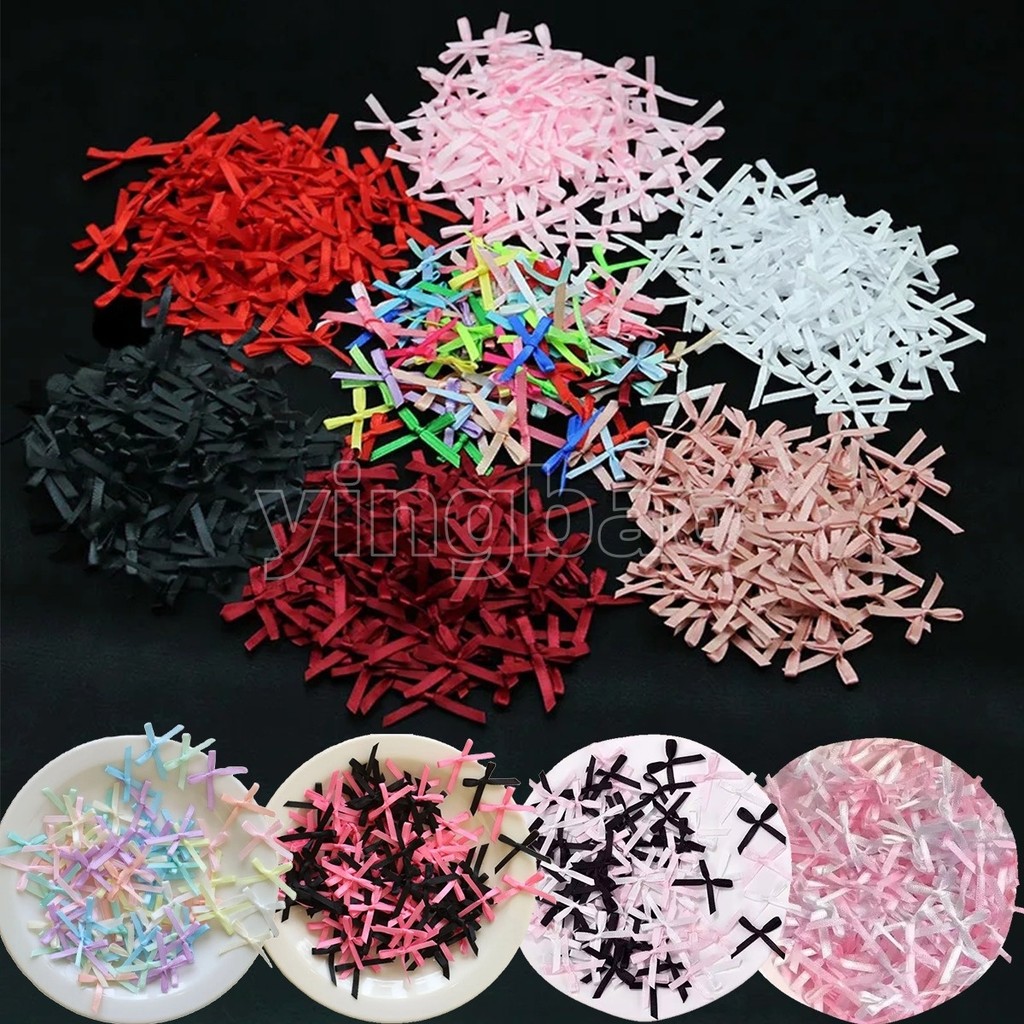 100pc 3cm Ribbon Bows mini Satin Ribbon Bow Flower for Sewing Appliques ...