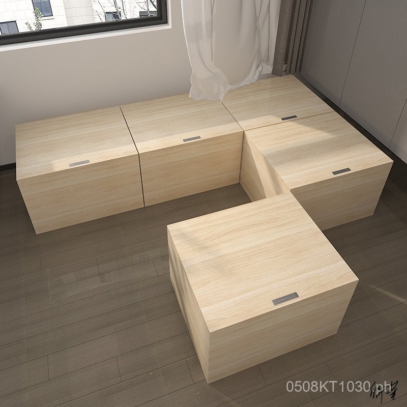 Wooden Box Bed Tatami Solid Wood Storage Floor Cabinet Stitching ...