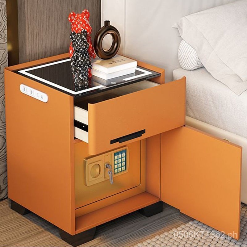 Storage Box with Integrated Bedside Cabinet Safe Solid Wood Bedroom ...