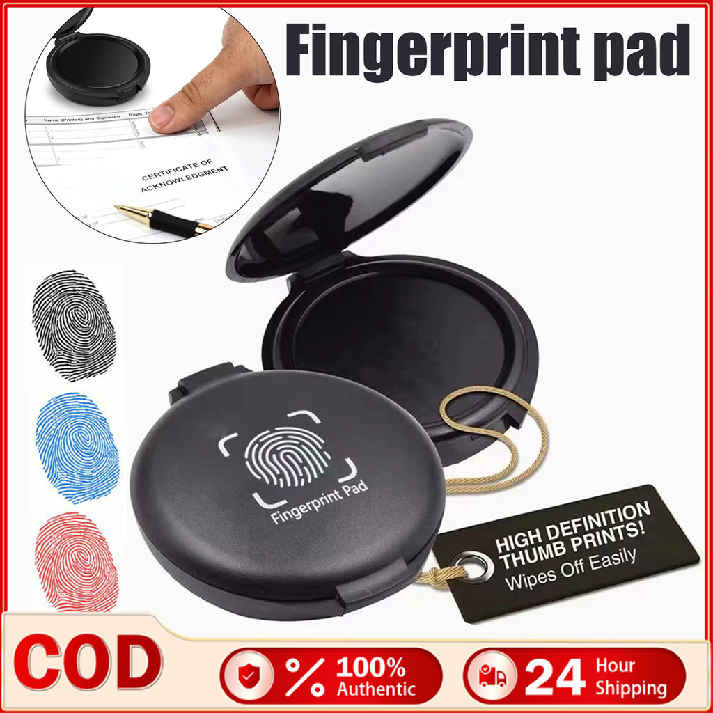 Portable Thumb Print Ink Pad Pocket Fingerprint Pad Black Blue Finger ...