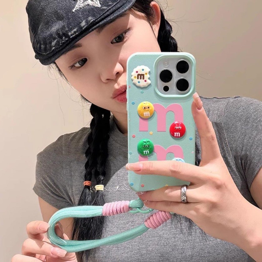 DIY M&M + Phone Case + Lanyard for iPhone 11 16 15 14 13 12 Pro X Xs ...