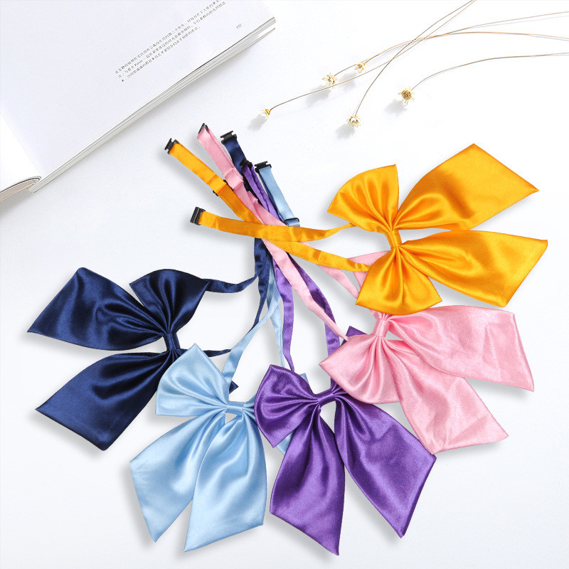 Girls Bow Tie Matching Shirt School Uniform Solid Color Bow Tie ...