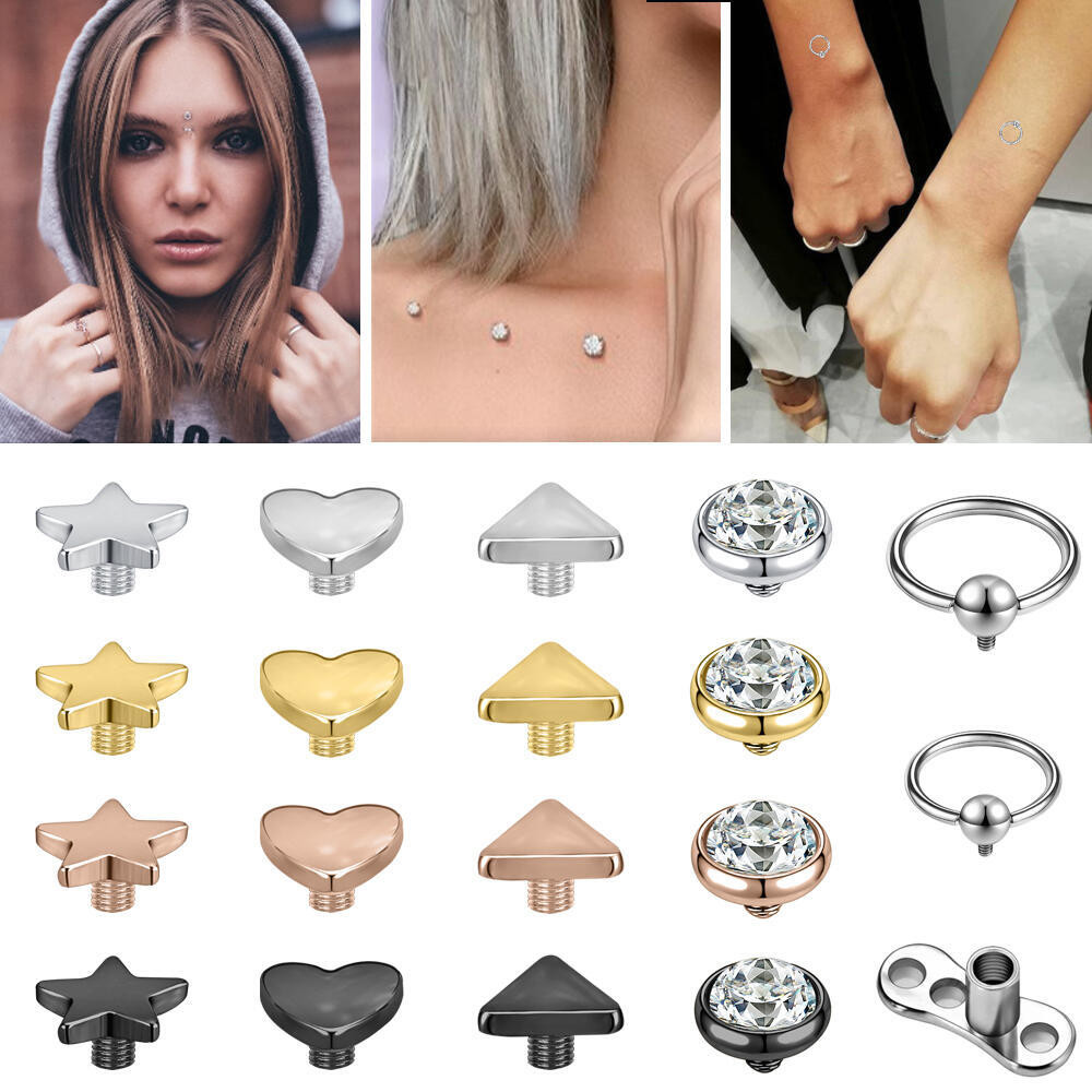 1 PC Stainless Steel Micro Dermal Piercing Replacement 16G Dermal ...