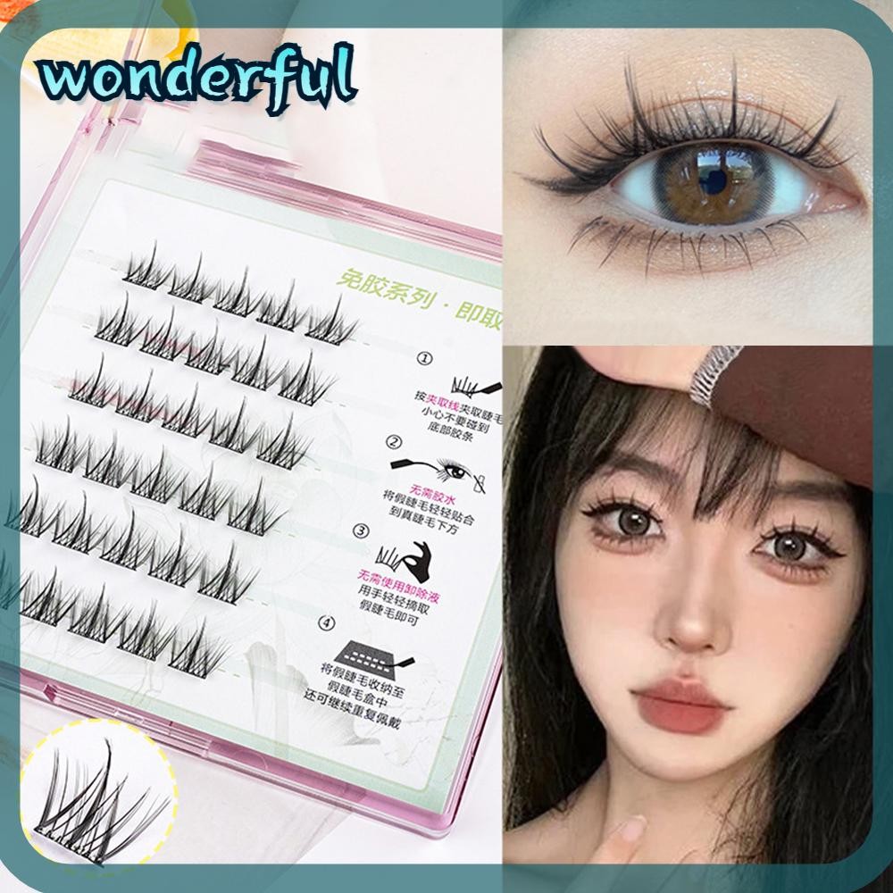 WONDER Self Adhesive Cluster Lashes, Press on No Glue Needed Segmented ...