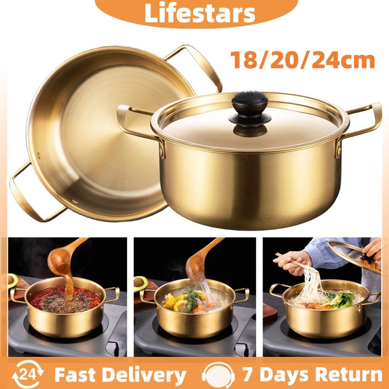 Korean Ramen Pot Instant Noodle Pot Stainless Gold Steel Cookware with ...