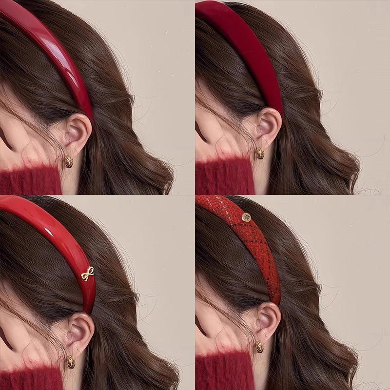 2025 New Style Korean Headband Fashion Red High-End Headband | Shopee ...