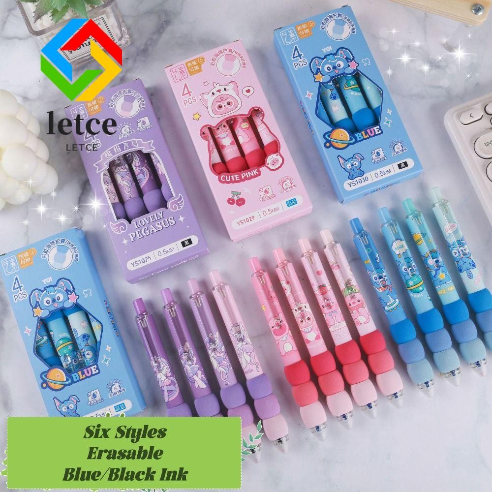 LETCE 4PCS/Set Erasable Pen, Press Type Soft Grip Gel Pen, High Quality ...