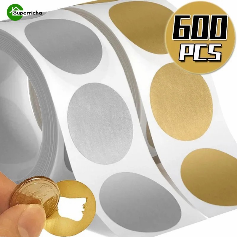 600/300PCS Gold Silver Scratch Off Stickers Gift Decor Labels Sticker ...