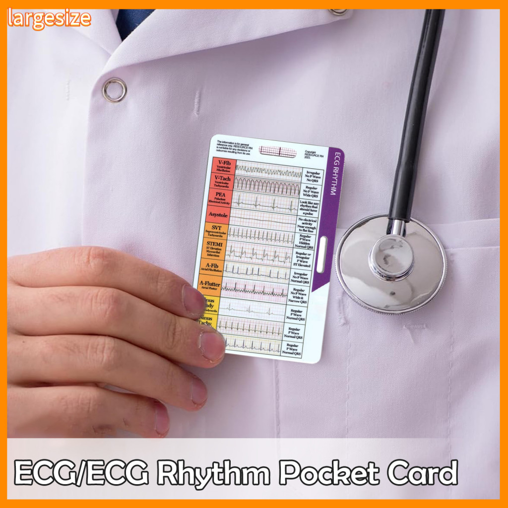 largesize| Ekg Rhythm Badge Card Quick Reference Ekg Guide Pocket Ekg Rhythm Interpretation Card ...