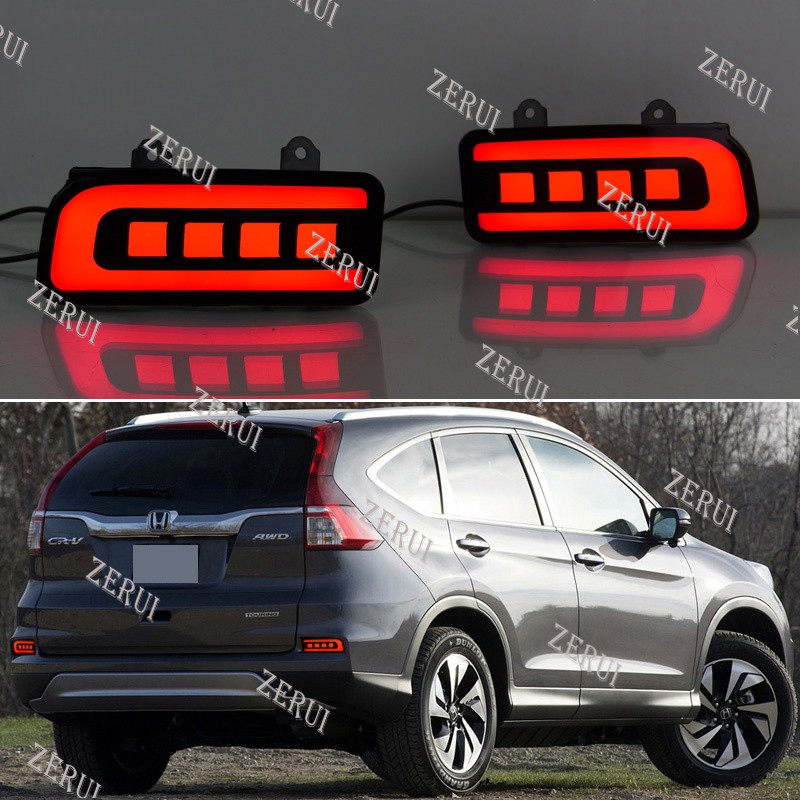 ZR For 2PCS For Honda CR-V CRV 2015 2016 3-in-1 Functions 12V LED Bumper Light Rear Fog Lamp ...