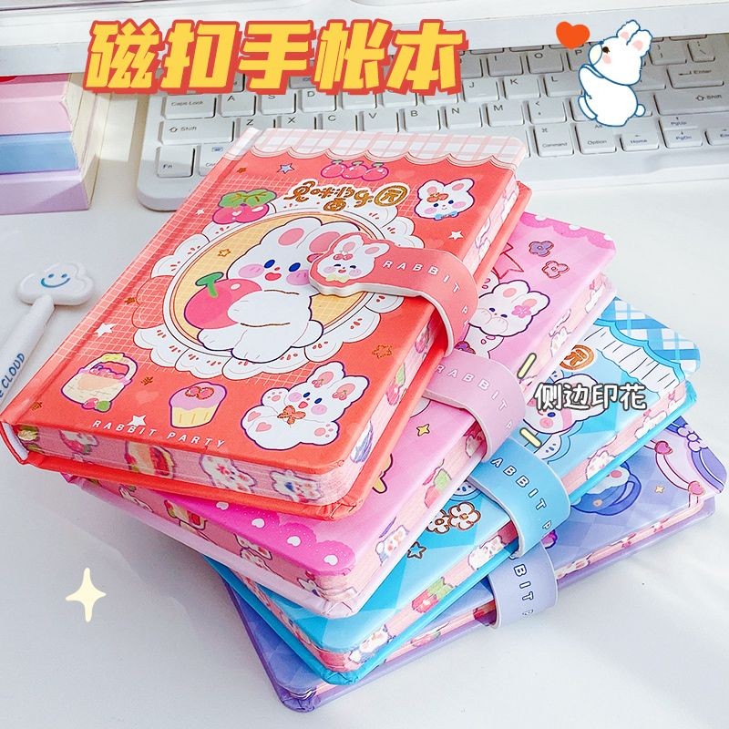 Recommended thin version卡通米兔女孩磁扣手账本可爱超萌女生笔记本手帐本笔记本本子Cartoon MiTu girl ...