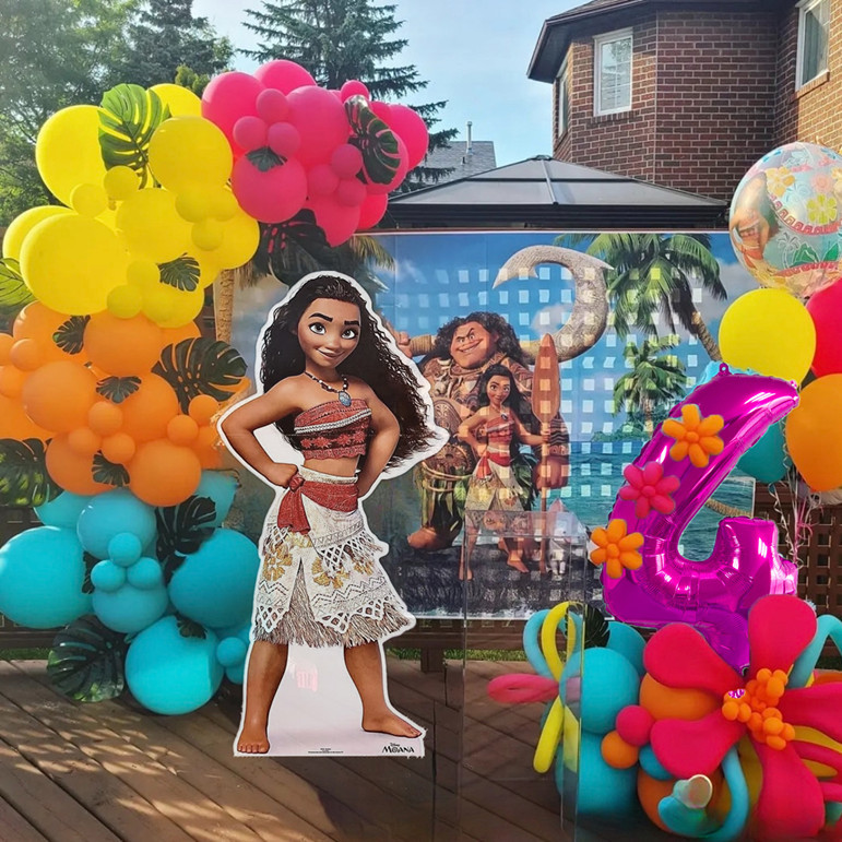 Disney Princess Moana Theme Party Balloon Hot Pink Blue Yellow Balloon ...
