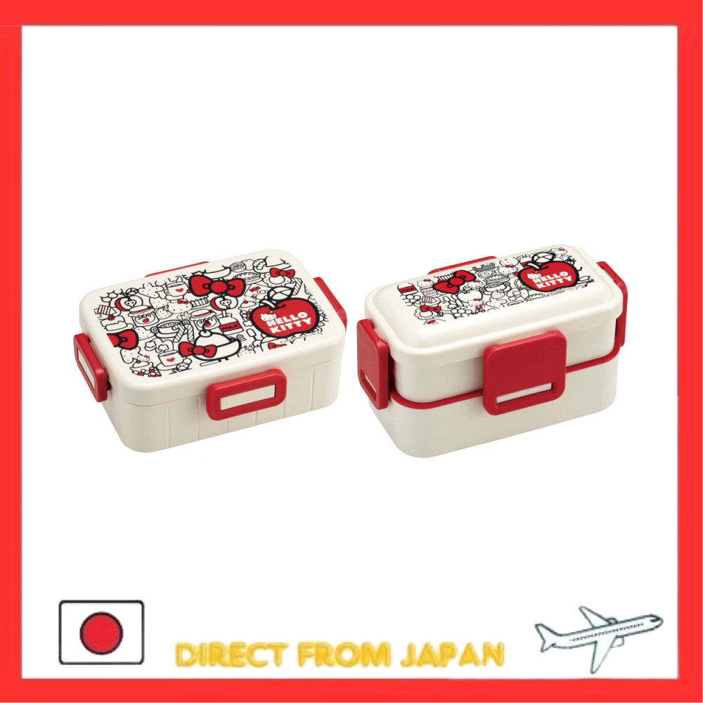 Skater Bento Box 650ml Antibacterial 4 Point Lock Women's Hello Kitty Food Red Sanrio Made in ...