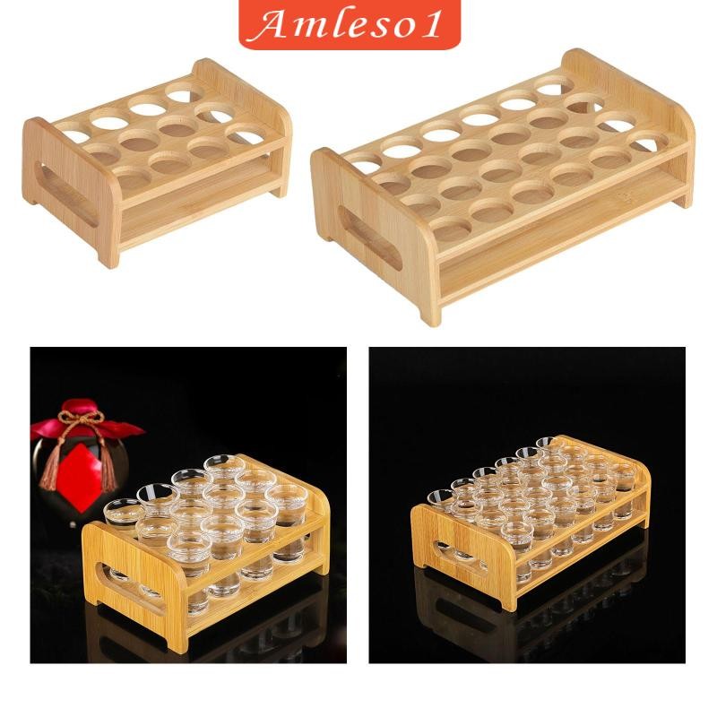 [Amleso1] Glass Tray Holder Mug Organizer Cup Rack Serving Tray Display ...
