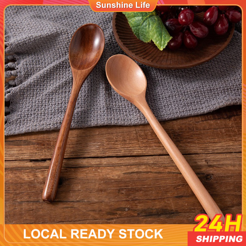 23CM Wooden Long Handle Spoons Cooking Kitchen Utensils | Shopee ...