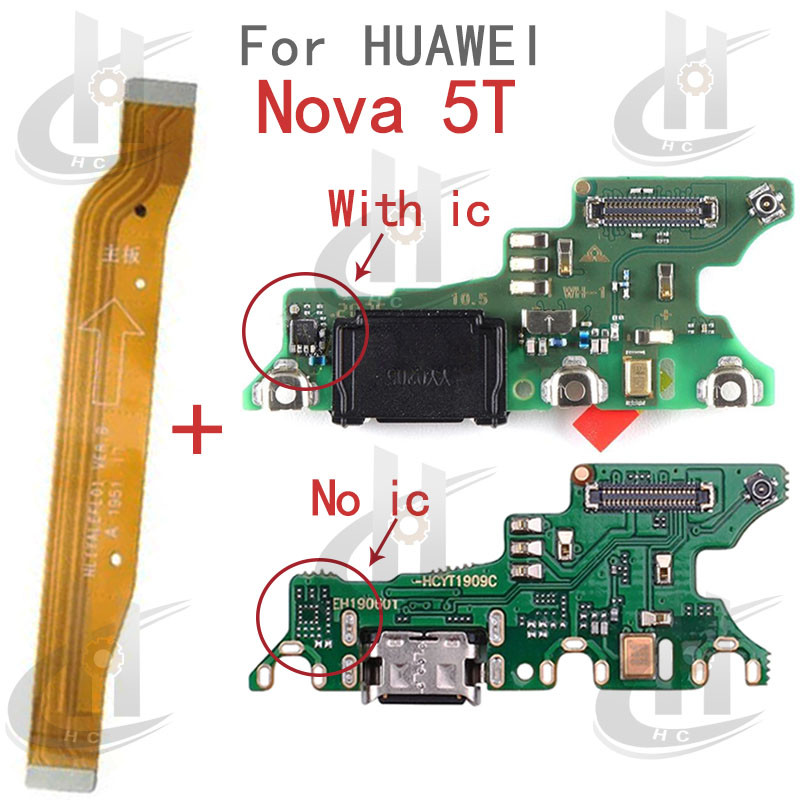 New For Huawei Nova 5T Charger USB Connector Dock Charging Port Jack Board Flex Replacement ...