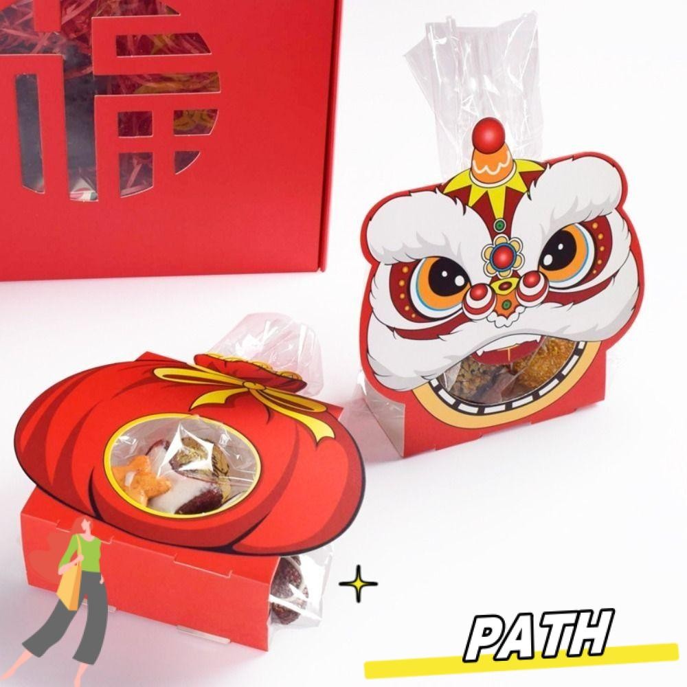 PATH 8pcs CNY Lucky Bag, Red Cookies CNY Gift Box, Lunar Year Plastic ...