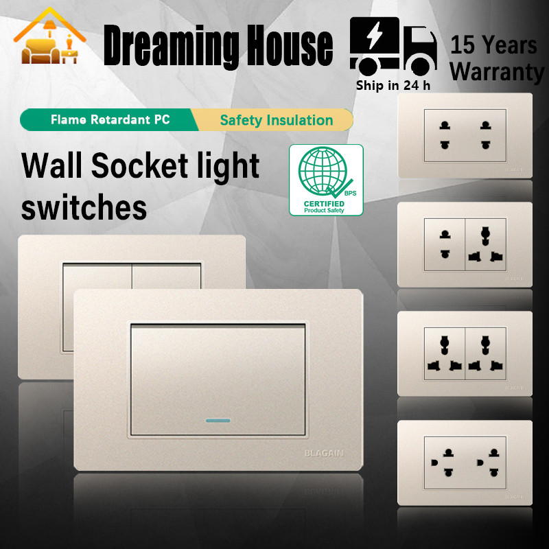 Blagain 1, 2, 3 Gang Switch/Outlet SUPER Wide Gold Series | Shopee ...