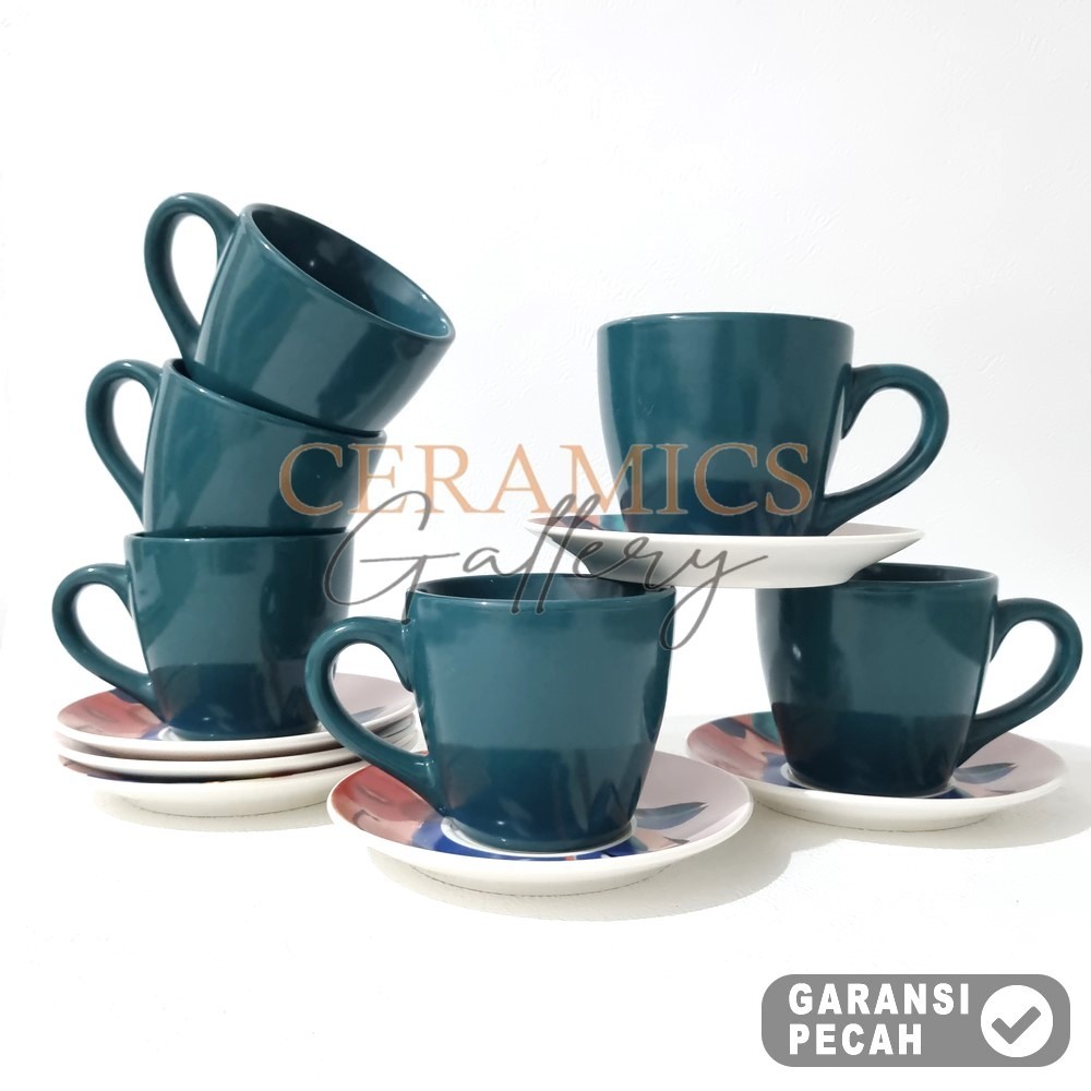 TANITI 12pcs 220cc Cup & Saucer Set Green Casa Series Cups 6pcs ...