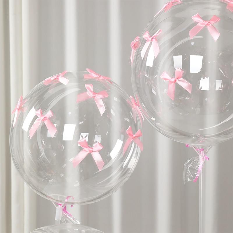 1set Pink Bow Bobo Balloon Transparent Balloon Girly Cute Design Bobo ...