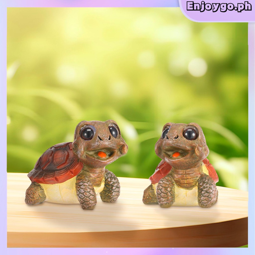 2Pcs Outdoor Tortoise Figurine Lawn Decor Resin Turtle Statue Garden ...