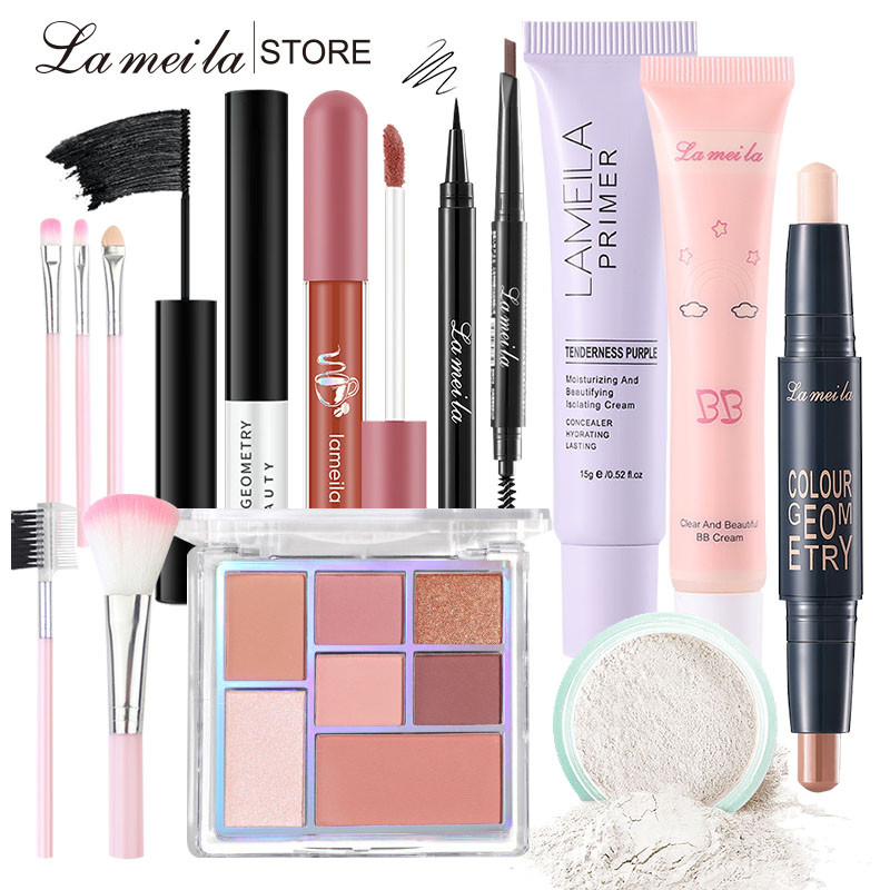 Lameila Makeup Set Isolation Cream Bb Contouring Stick Lipstick Mascara ...