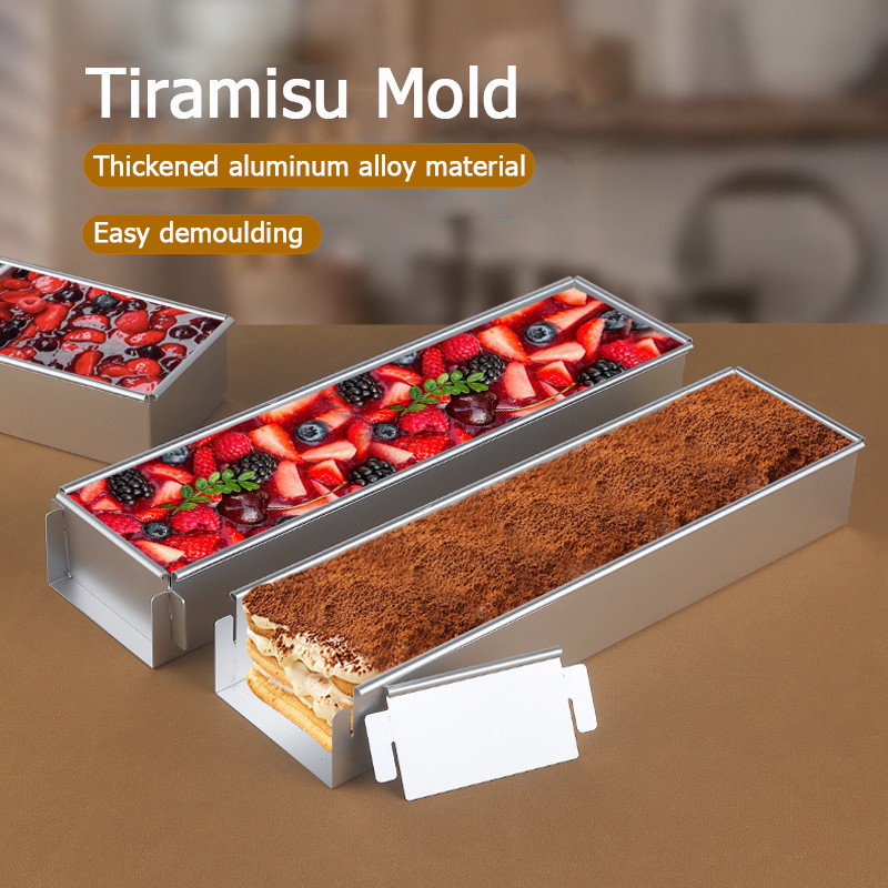 40CM Thickened Stainless Steel Rectangular Tiramisu Cake Mold Side ...