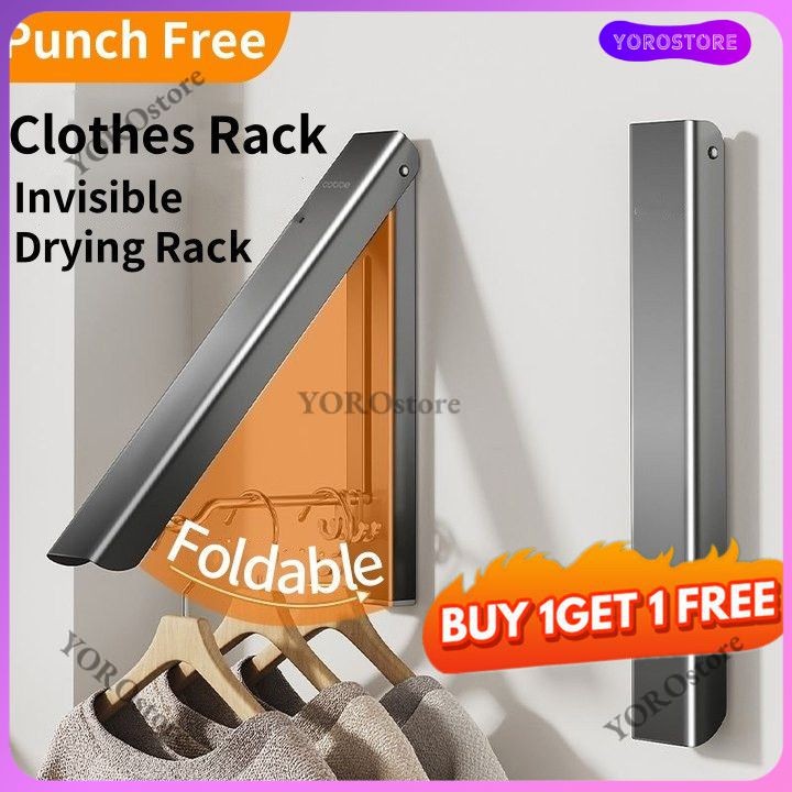 Retractable Clothes Rack Wall Mounted Folding Drying Rack Hidden ...