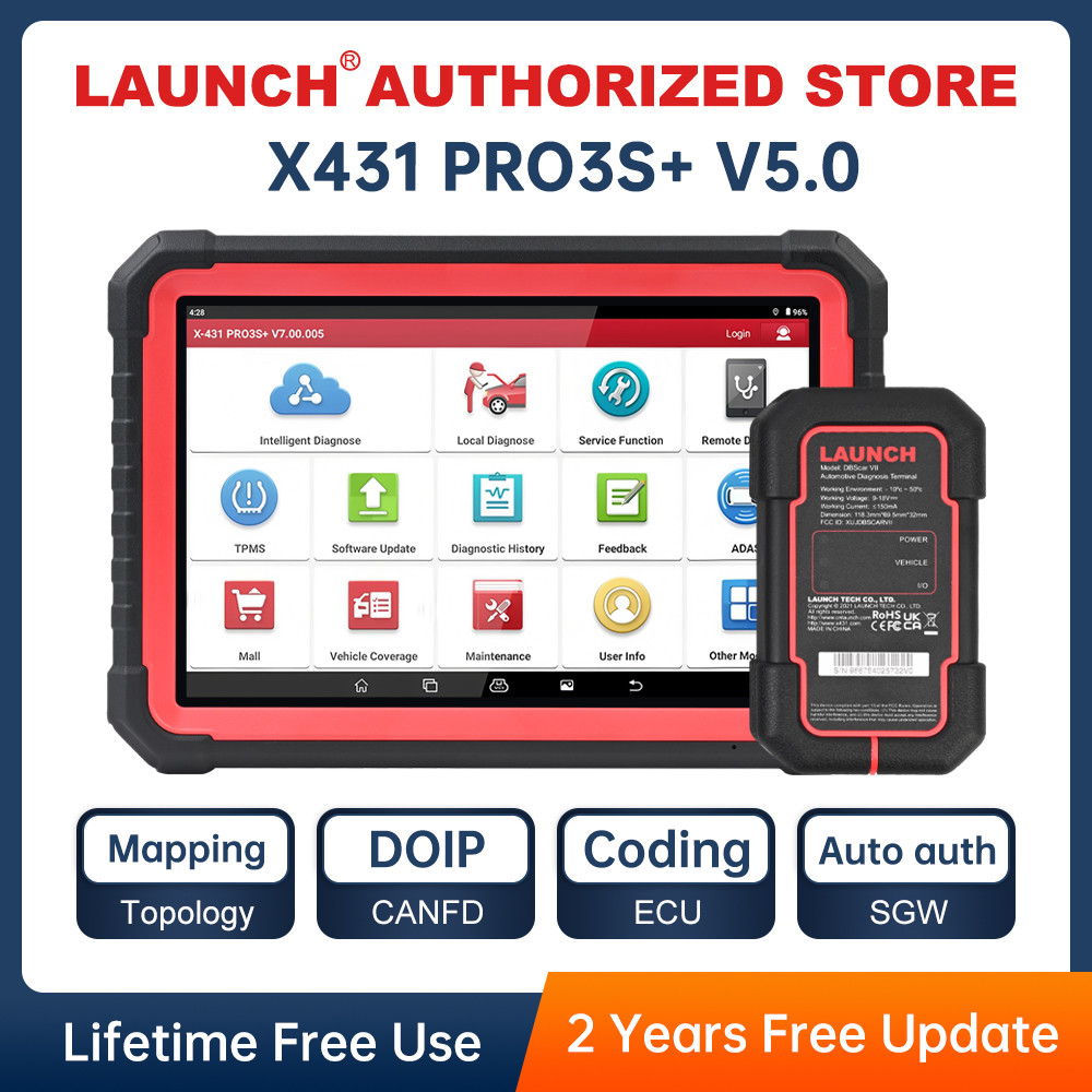 LAUNCH X431 PRO3S+ V5.0 Car Diagnostic Tools Topology Map Bidirectional Coding DBScar VII VCI ...