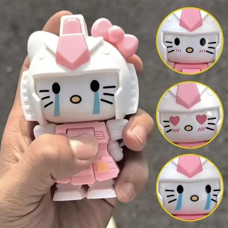 New Cute Mecha Hello Kitty Face-Changing Toy Cartoon KT Doll Keychain ...