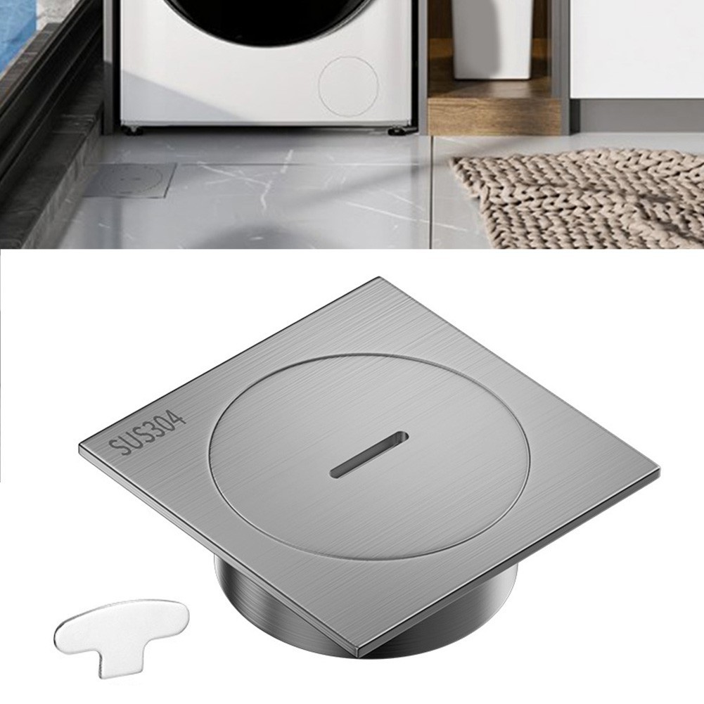 304 Stainless Steel Sqaure Floor Cleanout With Slotted For Drain Pipe ...