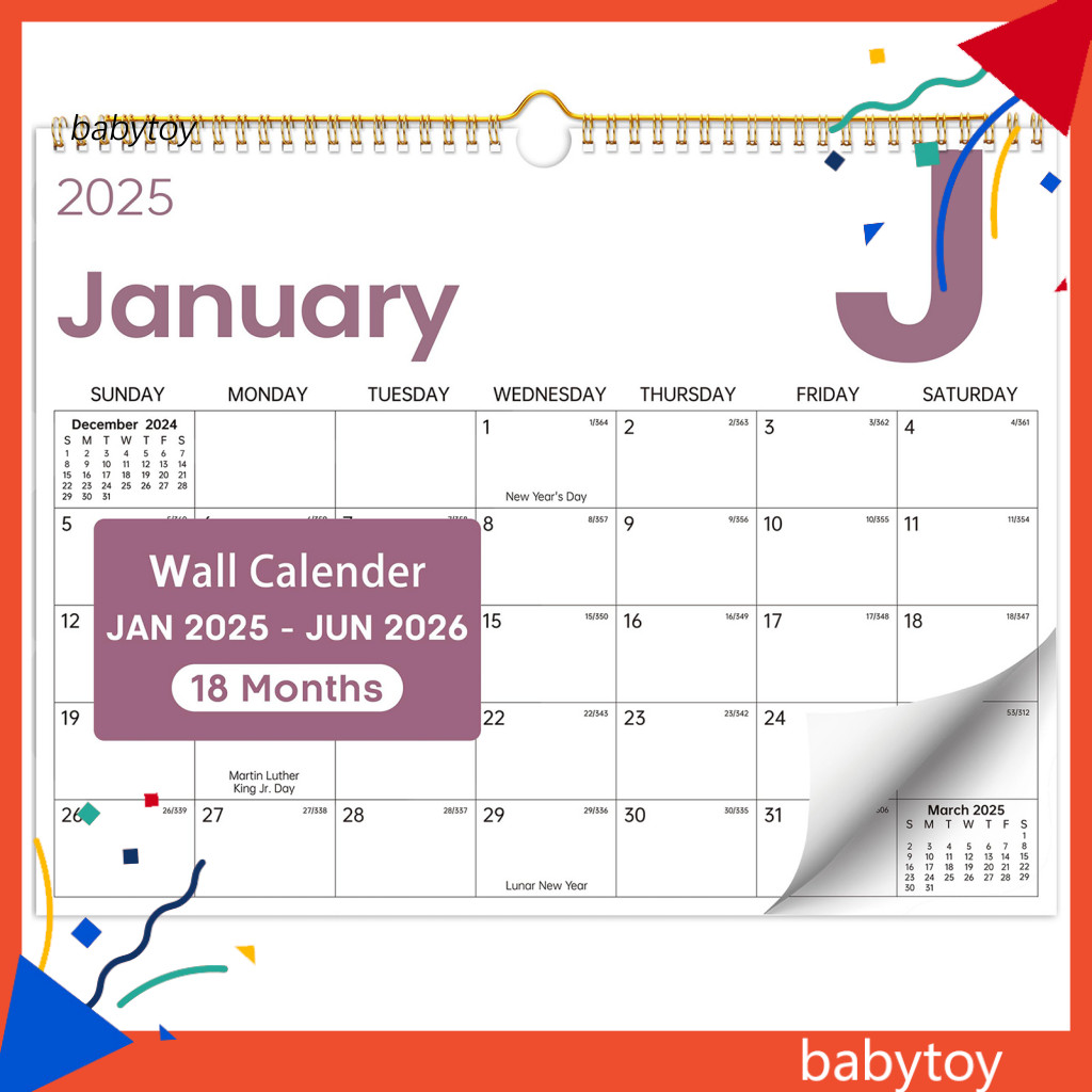BABY Large Wall Calendar Double-line Binding Calendar 2025-2026 Large ...