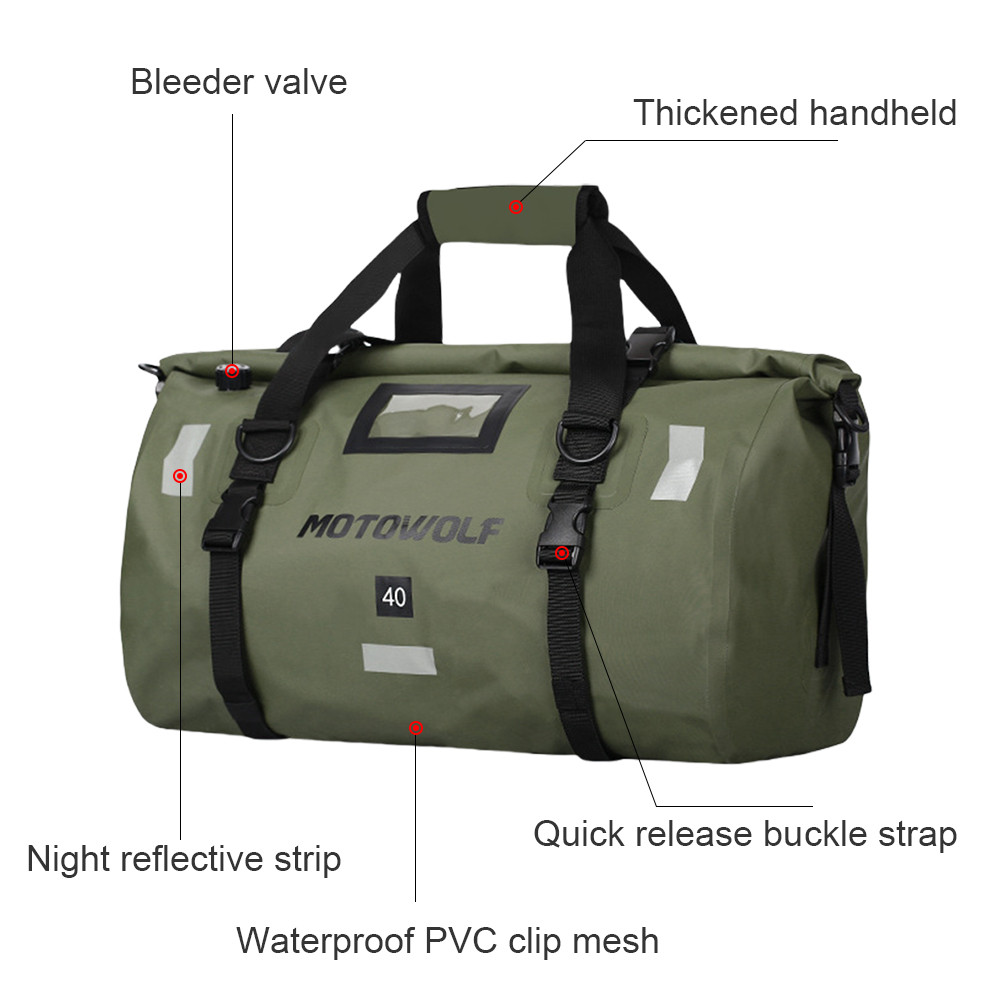 Motorcycle Waterproof Tail Bag Rear Seat Bag Packs 40L Touring Biker ...