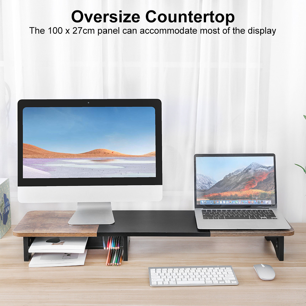 Dual Monitor Stand with Storage 2 Monitor Riser Stand Multi-Purpose ...