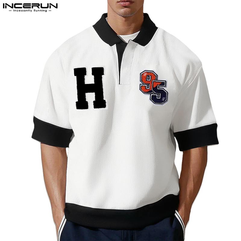 INCERUN Men Vintage Fashion Color Blocking Numbers Patchwork Long ...