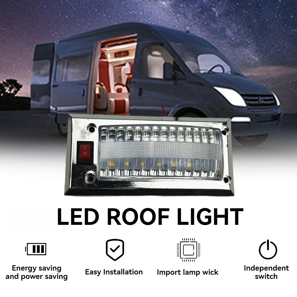 12LED 12V-24V Panel Light Car Interior Reading Lamp High Brightness ...