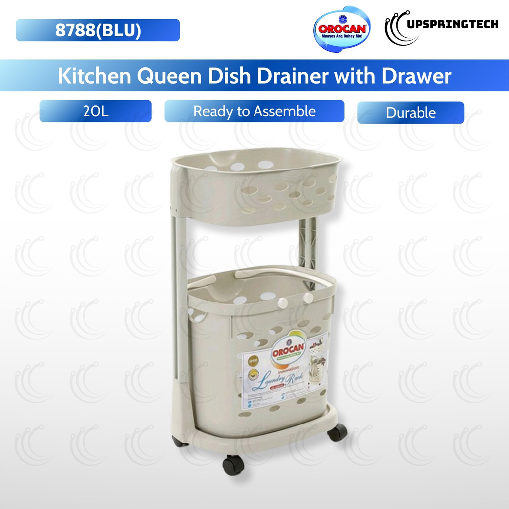 OROCAN Multipurpose Laundry Hamper Basket with Organizer Tray & Wheels ...