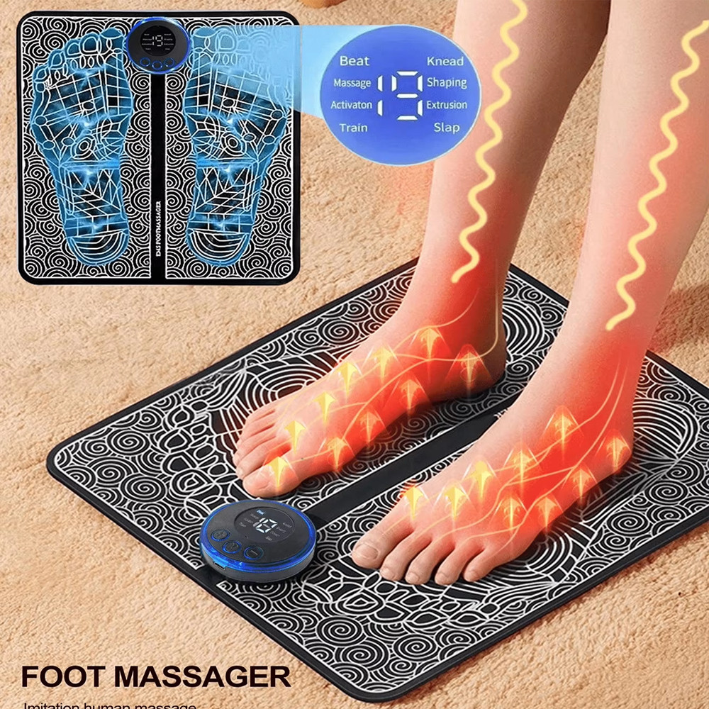Foot Massager Foot Therapy Machine EMS Foot Massage Pad Pulse Foot ...