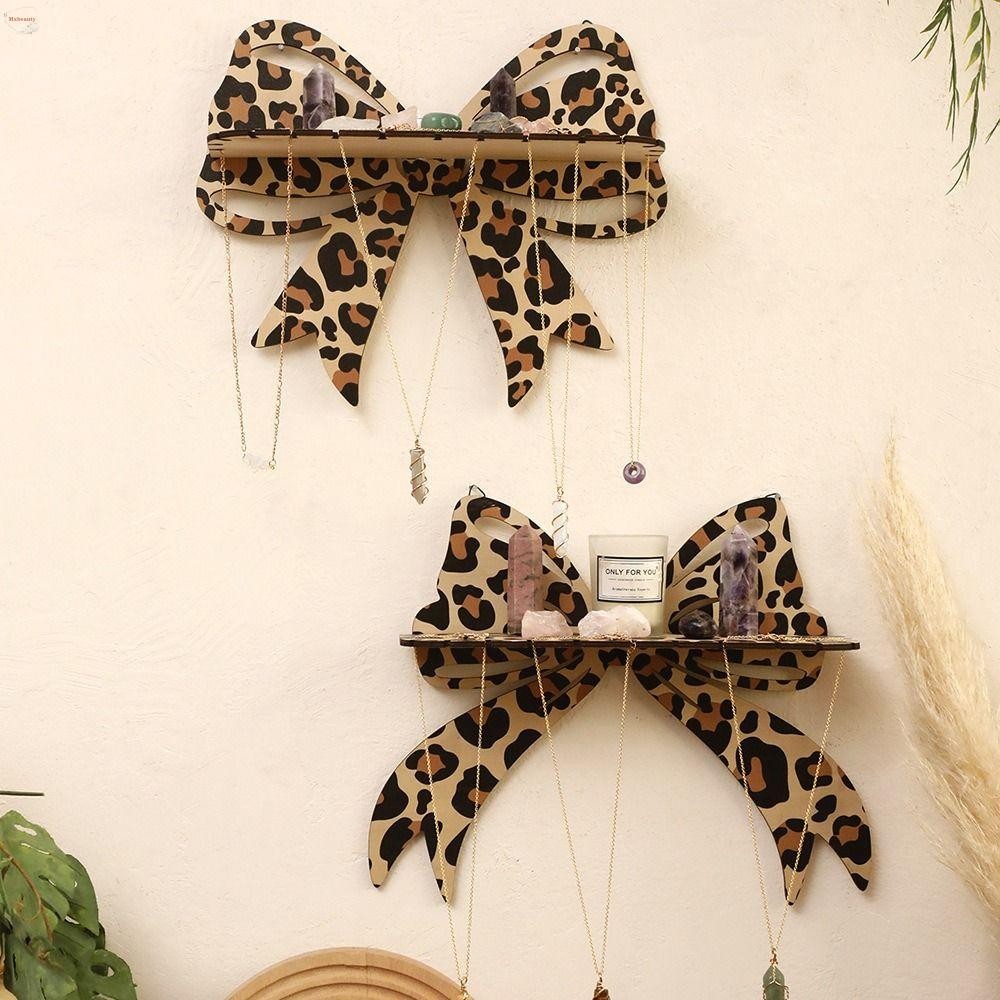 MXBEAUTY Leopard Bow Wall Shelf, Bowtie Shape Wall Mounted Wood Wall ...