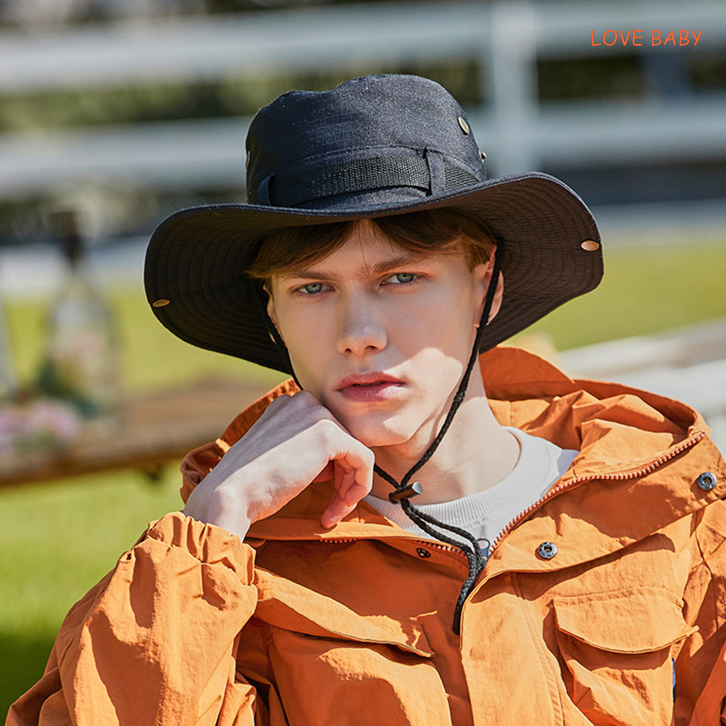 Breathable Outdoor Cap for Men Fishing Wide Brim Garden Bucket Hat with ...