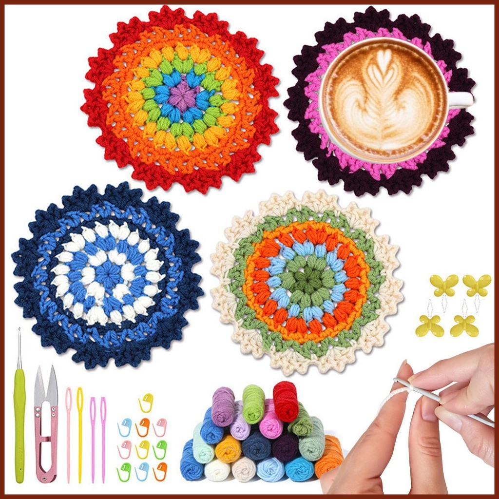 Crochet Coaster Kit Knitting Starter Set Crochet Kit for Beginners ...