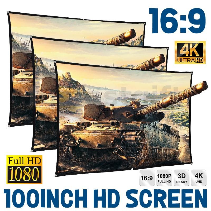 16: 9 Projector Screen Home Projection Screen Cloth Outdoor Portable ...