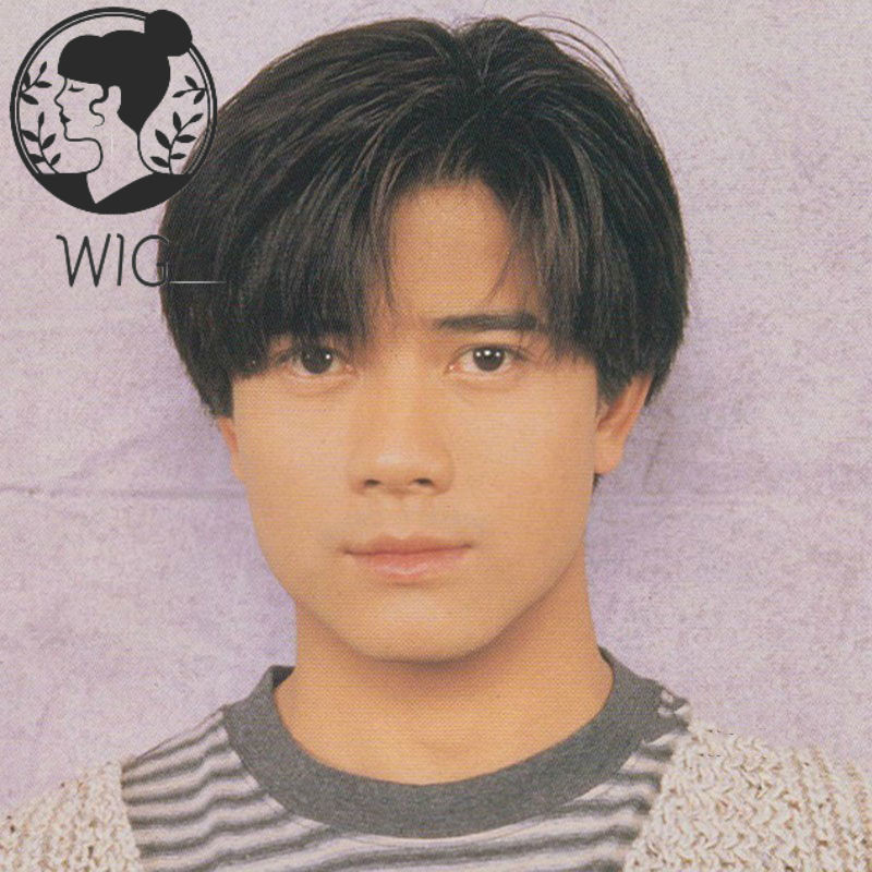 Ang mga wig ng mga lalaki na may bangs at maikling buhok ay sunod sa ...