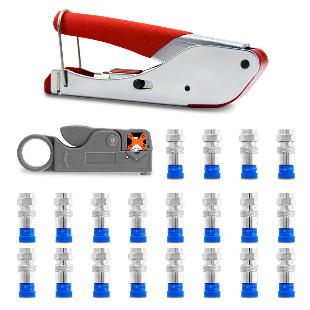 1 Set Coaxial Cable Crimp Tool Coax Crimper Coaxial Cable Stripper F ...