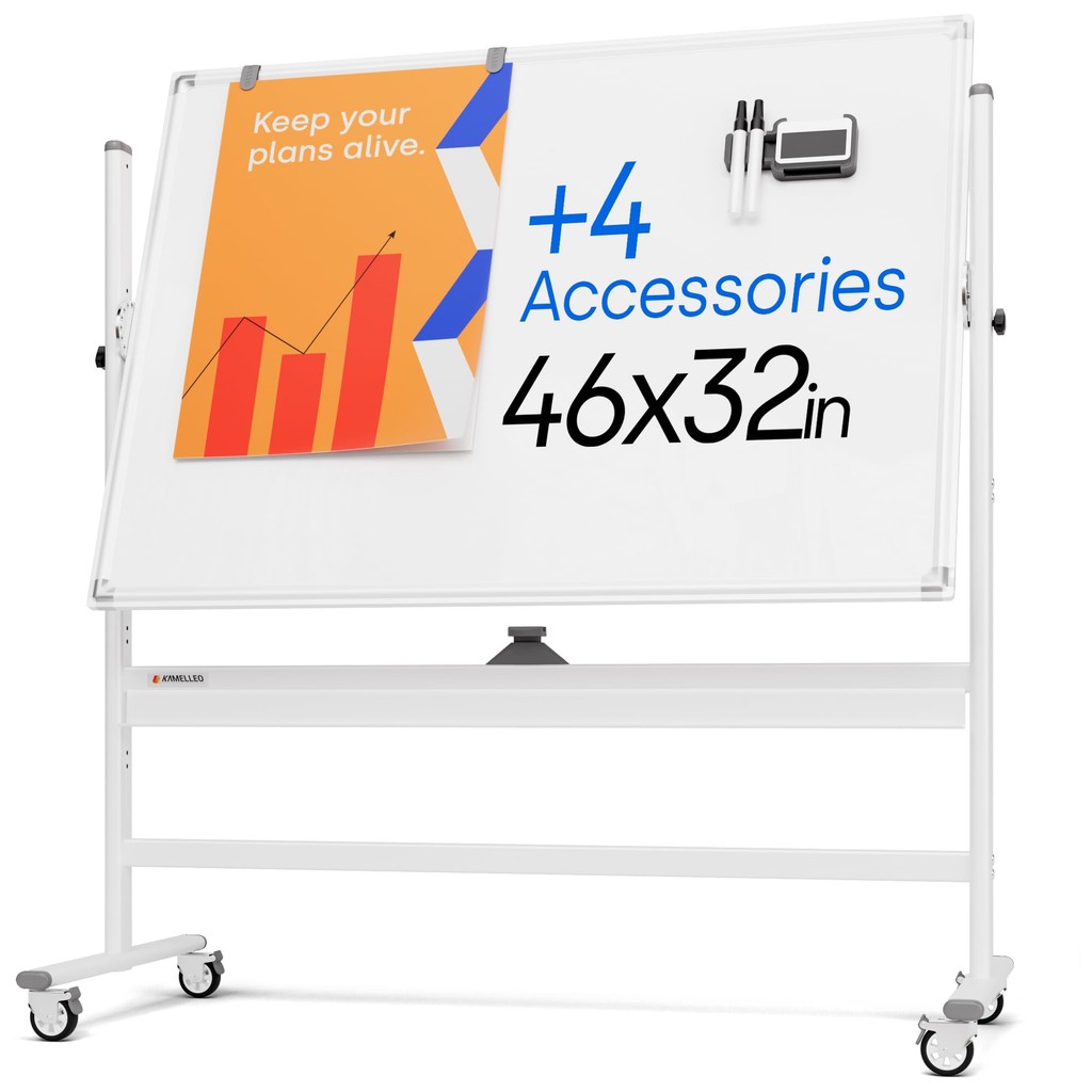 Mobile Whiteboard,Rolling Dry Erase Board Height Adjust Double Sides ...