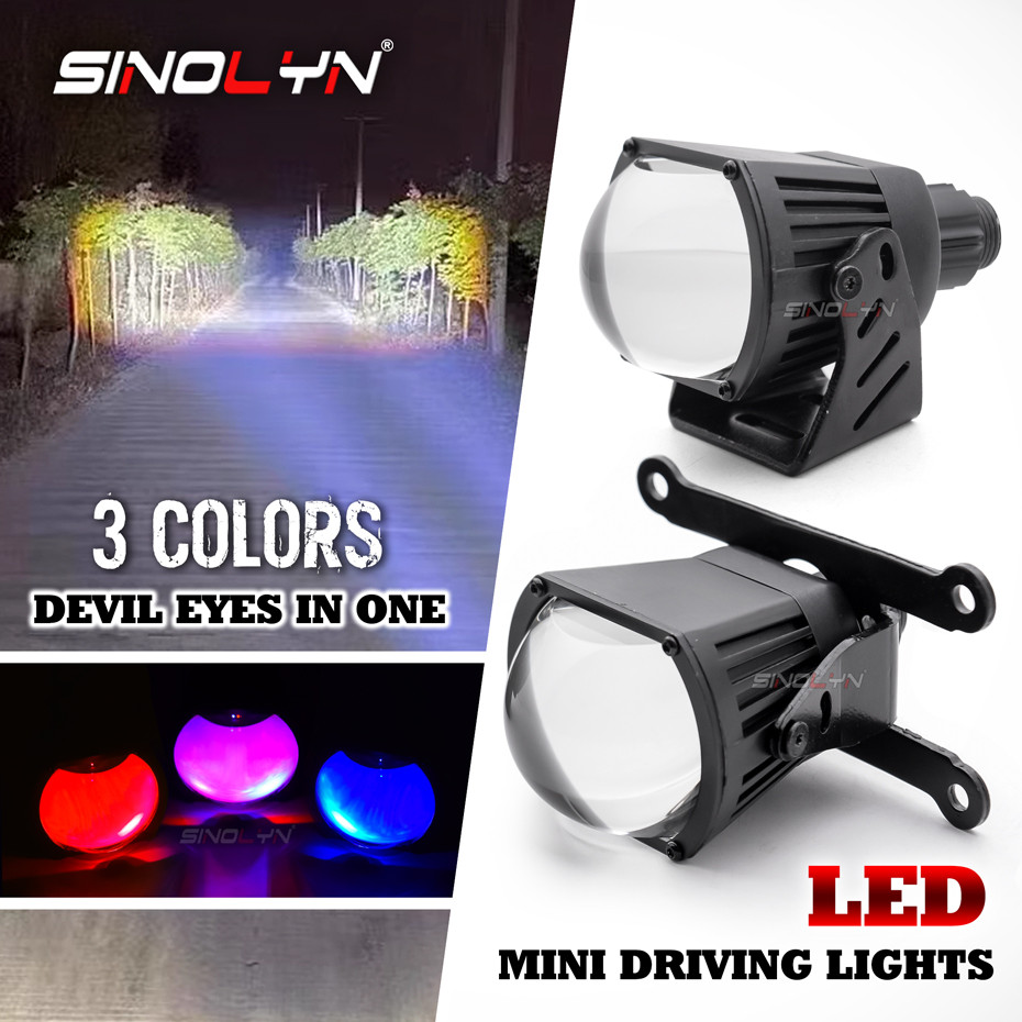 Sinolyn Square LED Mini Driving Lights Spotlights Devil Eyes Headlights ...