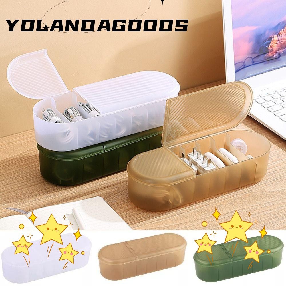 YOLA Data Cable Box, Plastic 7 Grid Cable Storage Box, with Lid ...