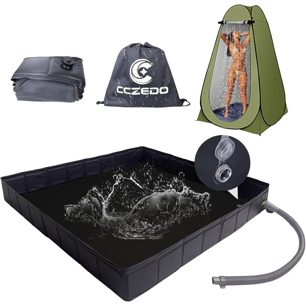 CCZedo Portable Shower Pan - Upgraded Foldable Shower Base Bottom ...