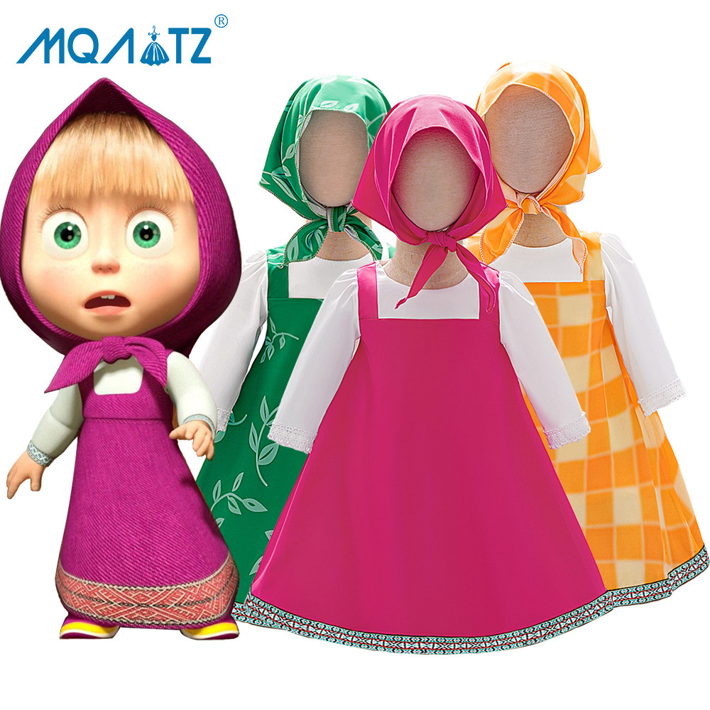 MQATZ Masha And Bear Cosplay Costume Dress For Baby Girl Clothes Long ...