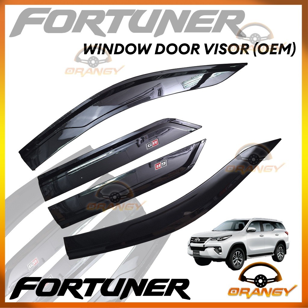 Toyota Fortuner 2016 to 2025 OEM GR LOGO Window Door Rain Visor Black ...